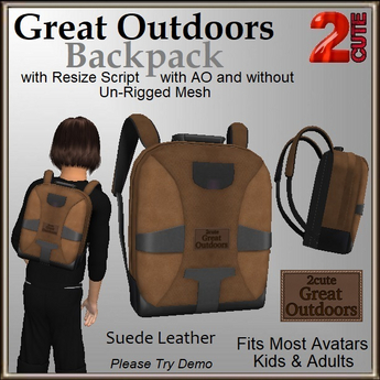 Second Life Marketplace - Great Outdoors Backpack [2cute] Suede Leather